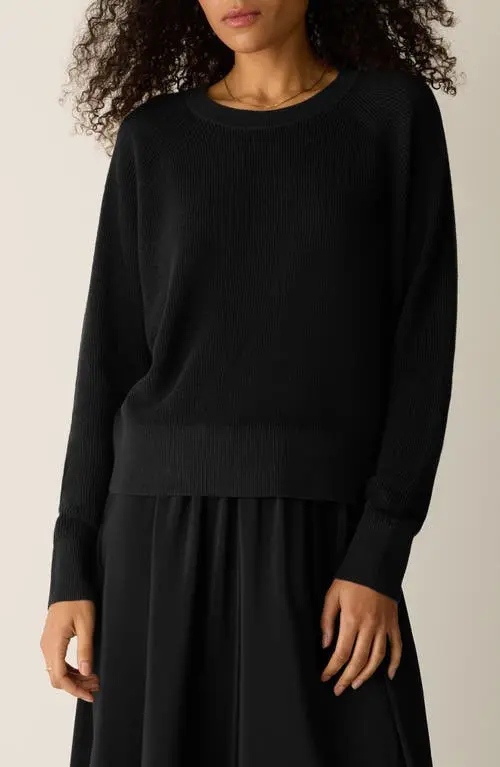 Eileen Fisher Crewneck Organic Linen And Cotton Sweater - Black