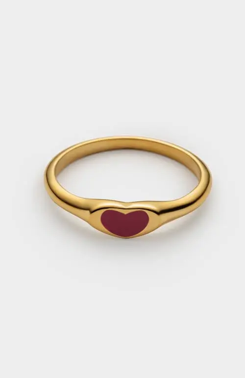 KATIE LOXTON Pvd Heart Ring With Red Enamel - Gold