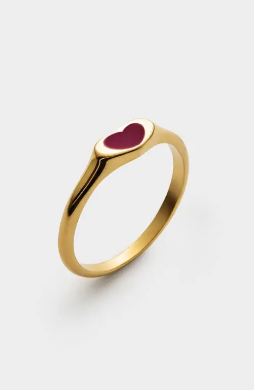 KATIE LOXTON Pvd Heart Ring With Red Enamel