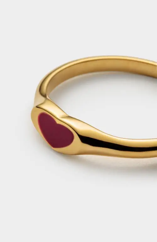 KATIE LOXTON Pvd Heart Ring With Red Enamel