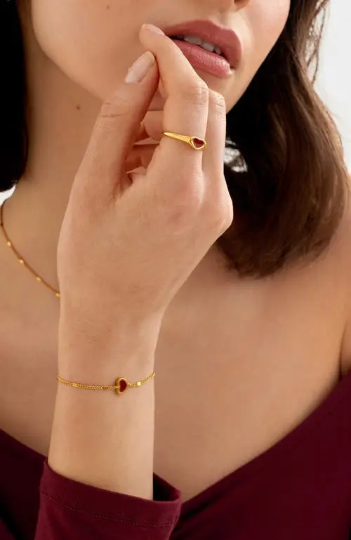 KATIE LOXTON Pvd Heart Ring With Red Enamel
