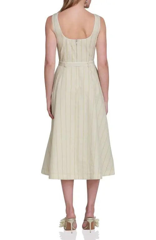 Avec Les Filles Gingham Stripe Sundress - Avocado Gingham