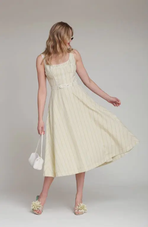 Avec Les Filles Gingham Stripe Sundress - Avocado Gingham