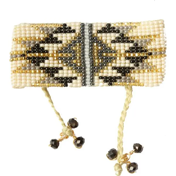 FOSTERIE Pearl Black Beaded Bracelet - Beige