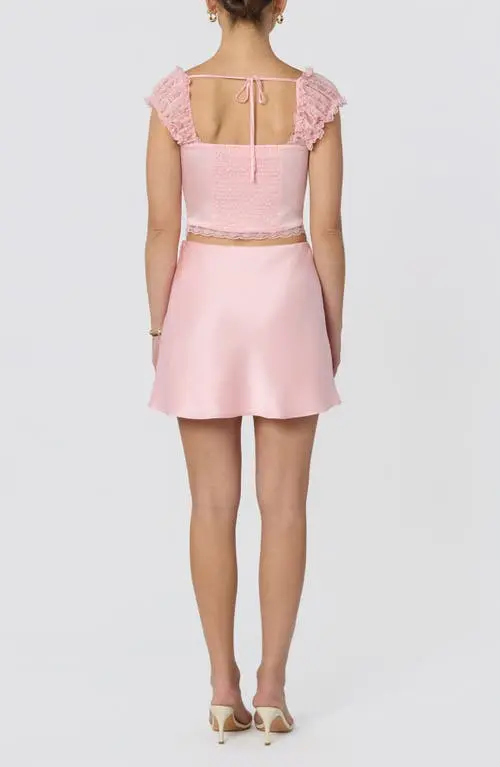 Astr The Label Elliana Lace Trim Satin Crop Top - Pink