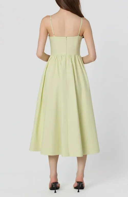 Astr The Label Silvie Floral Appliqué Midi Dress - Celery