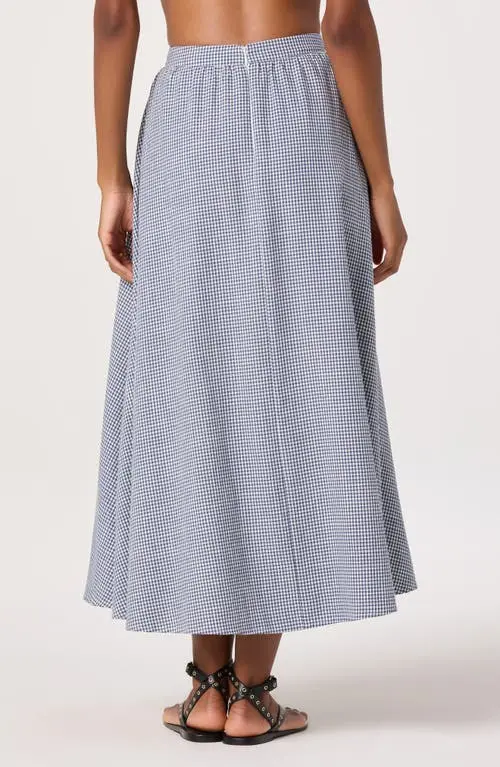 Astr The Label Wylda Floral Print Maxi Skirt - Blue Gingham