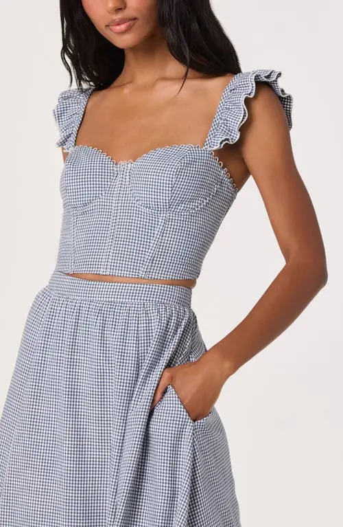 Astr The Label Wylda Floral Print Maxi Skirt - Blue Gingham