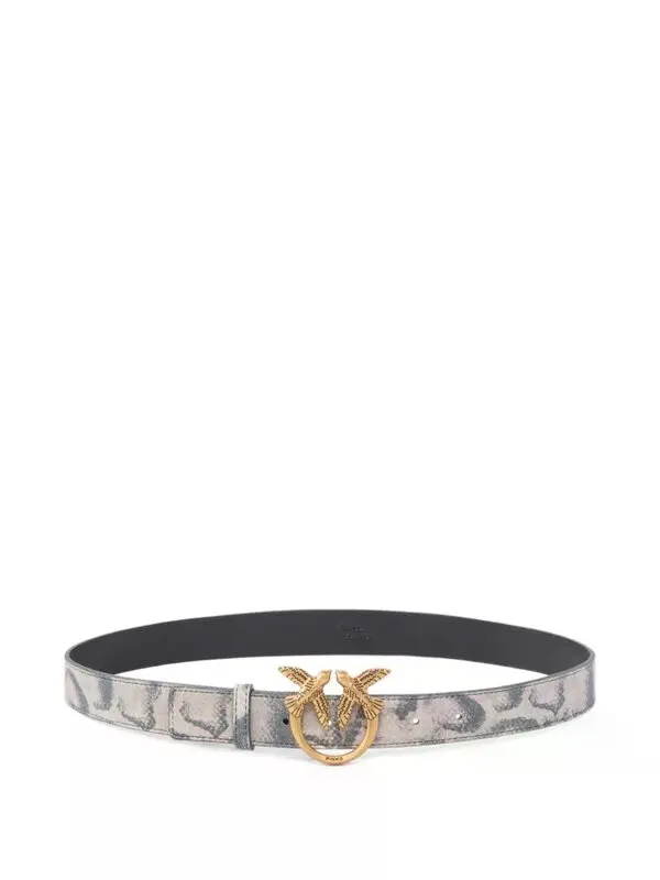 Pinko Bird Buckle Patterned Belt - Grey