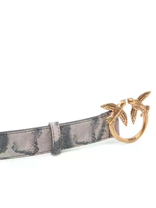 Pinko Bird Buckle Patterned Belt - Grey