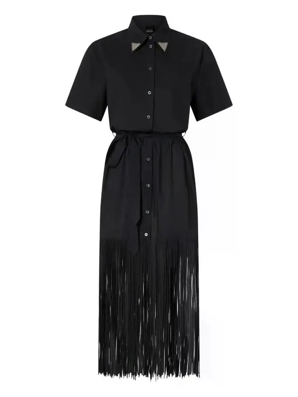 Pinko Fringed Collared Dress - Black