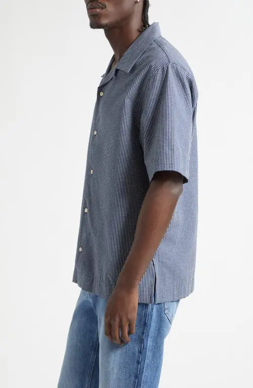 Givenchy Check Logo Appliqué Cotton Bowling Shirt - White/blue