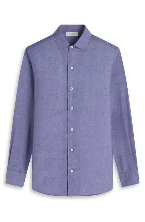 Bugatchi Axel Shaped Fit Cotton Blend Button-up Shirt - Indigo