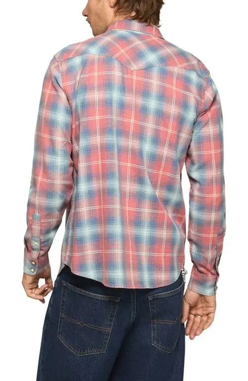 Lucky Brand Plaid Flannel Acid Wash Western Shirt