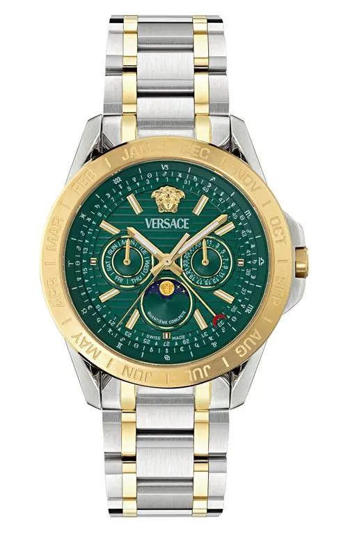 Versace V-galaxy Moonphase Two-tone Bracelet Watch - Two Tone
