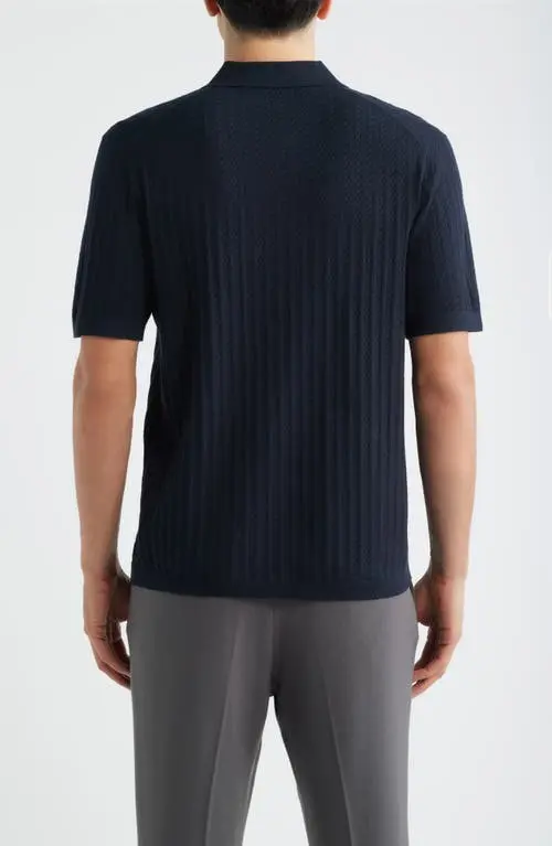 Theory Cable Knit In Light Bilen Polo - Dark Eclipse
