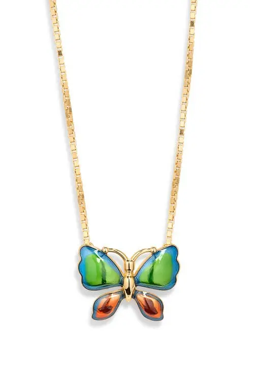 Valentino Garavani Enamel Butterfly Pendant Necklace - Gold Multi
