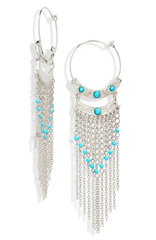 Bp. Drop Earrings - Rhodium- Turquoise