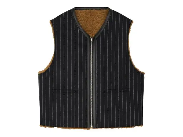 DENIM TEARS Reversible Pinstripe Shearling Vest