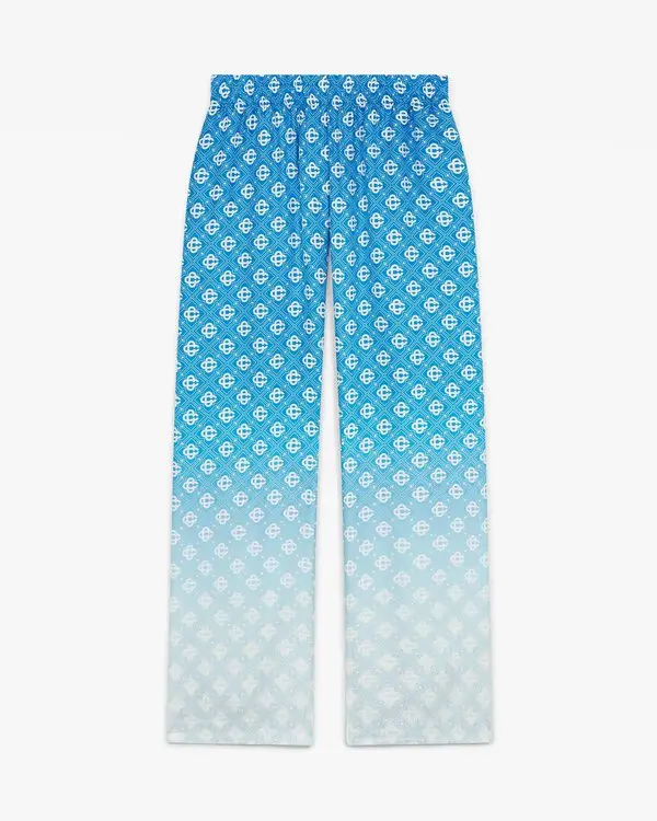 Casablanca Gradient Diamond Monogram Silk Trousers - Blue