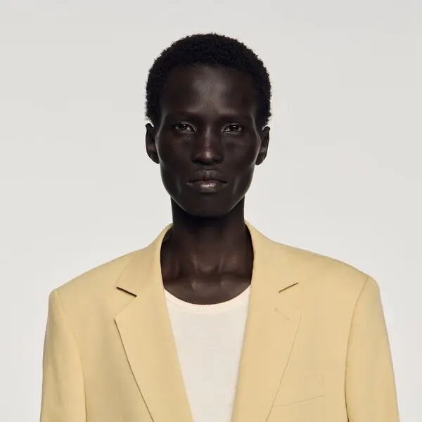 Sandro Classic Linen Suit Jacket - Sand
