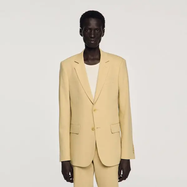 Sandro Classic Linen Suit Jacket - Sand