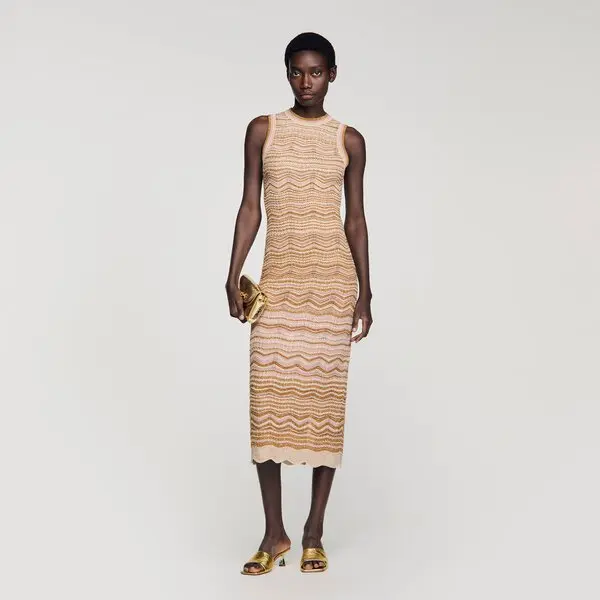 Sandro Sleeveless Knit Midi Dress - Brown