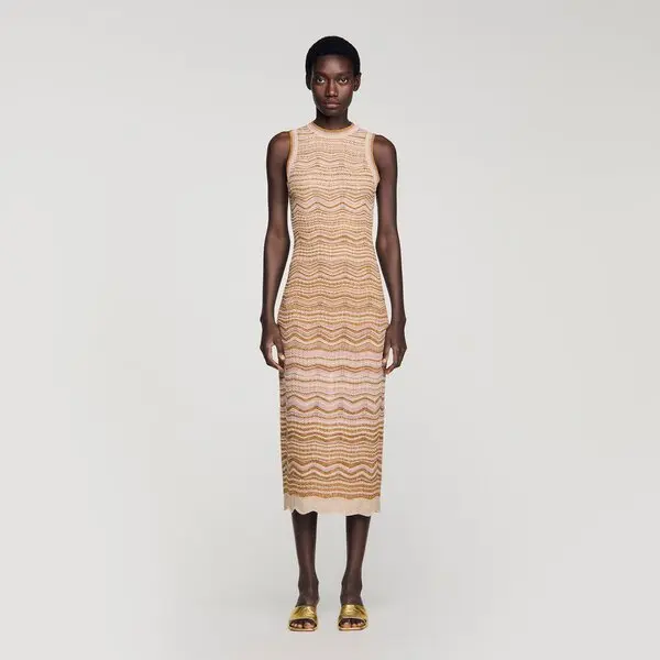 Sandro Sleeveless Knit Midi Dress - Brown