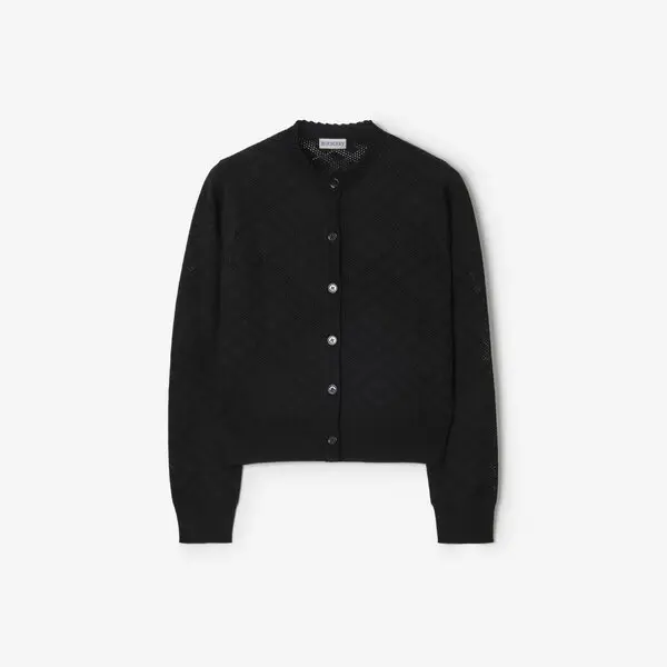 Burberry Check Wool Silk Cardigan - Black