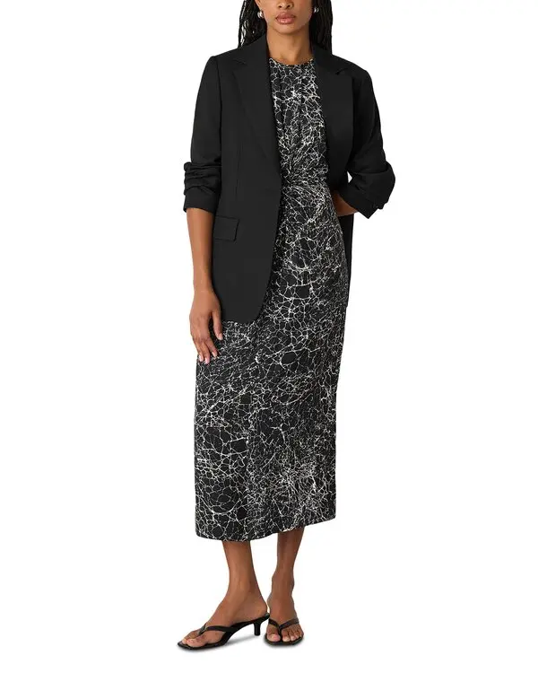 Whistles Crackle Print Twist Front Midi Dress