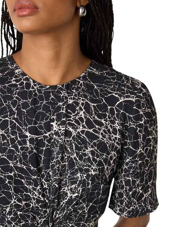 Whistles Crackle Print Twist Front Midi Dress