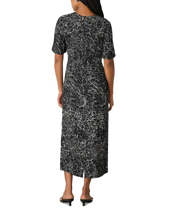 Whistles Crackle Print Twist Front Midi Dress
