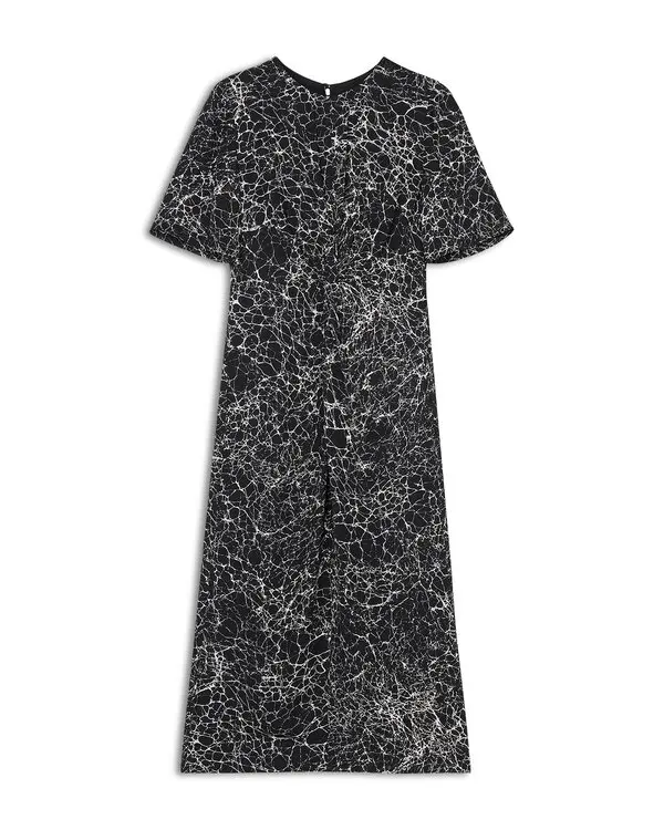 Whistles Crackle Print Twist Front Midi Dress