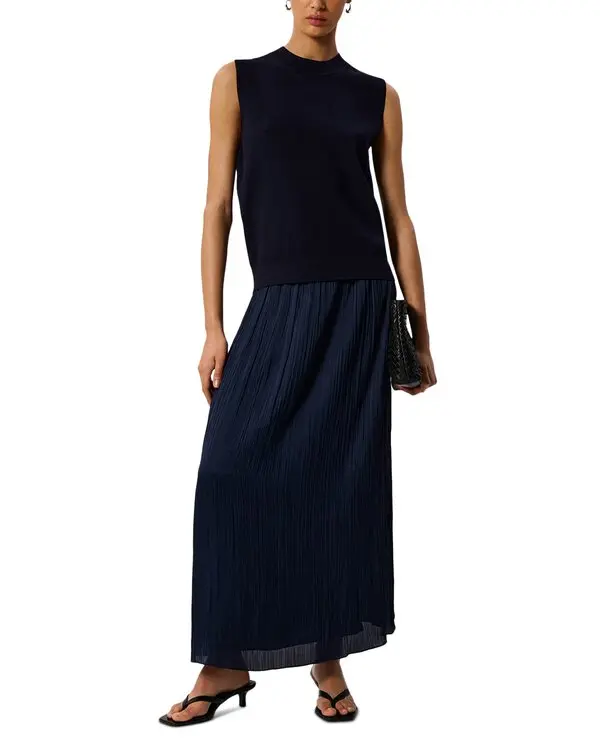 Whistles Plisse Column Midi Skirt