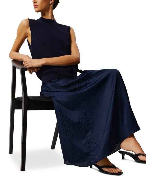 Whistles Plisse Column Midi Skirt