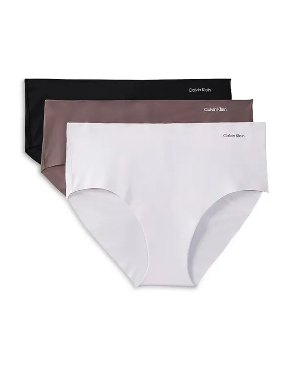 Calvin Klein Invisibles Microfiber Stretch Hipster Briefs, Pack Of 3 - Black/brown/lilac