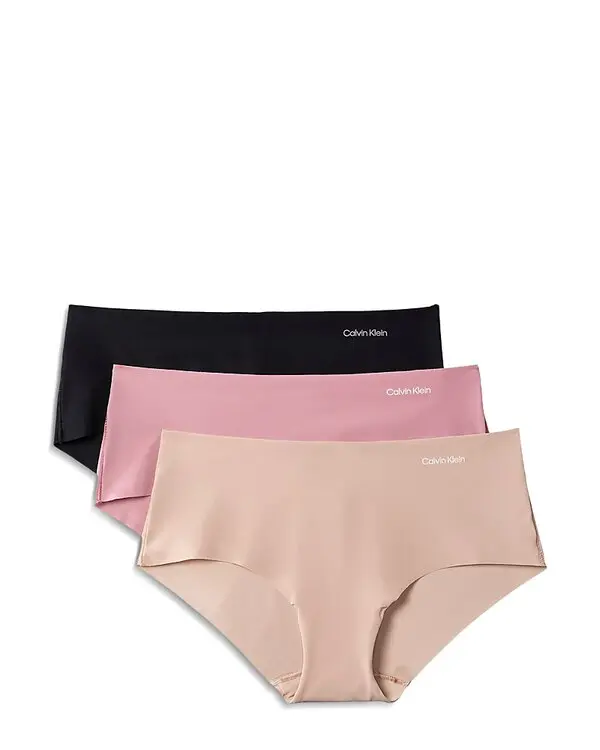 Calvin Klein Invisibles Microfiber Stretch Hipster Briefs, Pack Of 3 - Black/cedar/soft Mauve