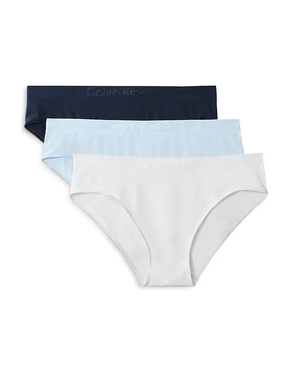 Calvin Klein Bonded Flex Seamless Bikini Briefs, Pack Of 3 - Shoreline/blue/silver