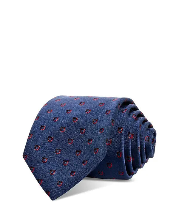 FERRAGAMO Silk Gancini Necktie - Blue