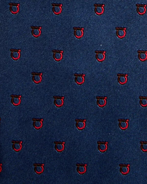FERRAGAMO Silk Gancini Necktie - Blue