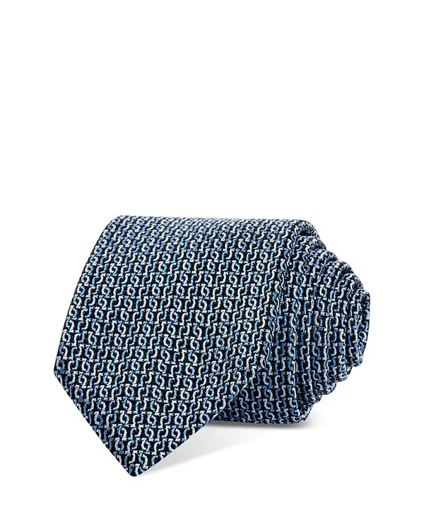 FERRAGAMO Silk Classic Link Neck Tie - Blue
