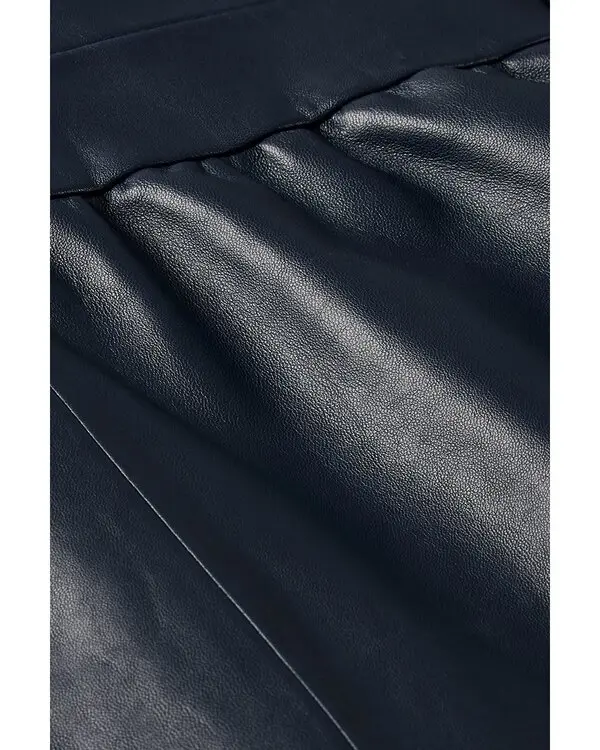 Ba&sh Leather Collared Jacket - Navy