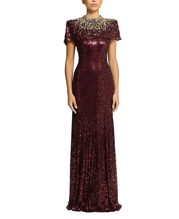 Jenny Packham Radiant Sequin-embellished Gown - Cardinal