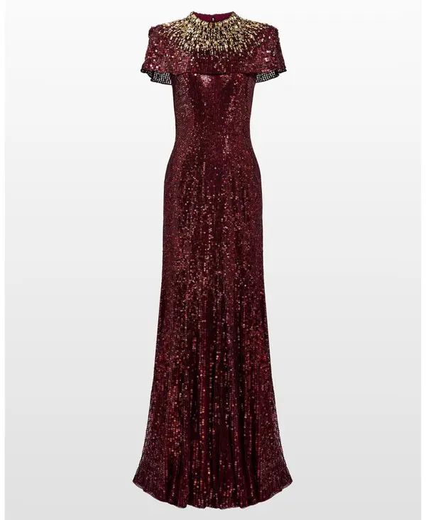 Jenny Packham Radiant Sequin-embellished Gown - Cardinal