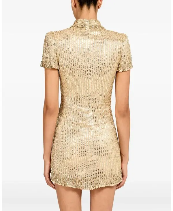 Jenny Packham Embellished Turtleneck Mini Dress - Illusion