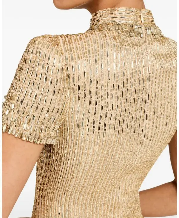Jenny Packham Embellished Turtleneck Mini Dress - Illusion