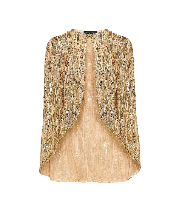Jenny Packham Embellished Sequined Cape And Maxi Dress - Illusion