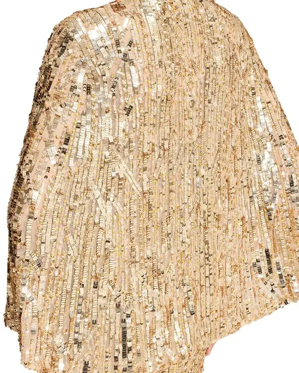 Jenny Packham Embellished Sequined Cape And Maxi Dress - Illusion