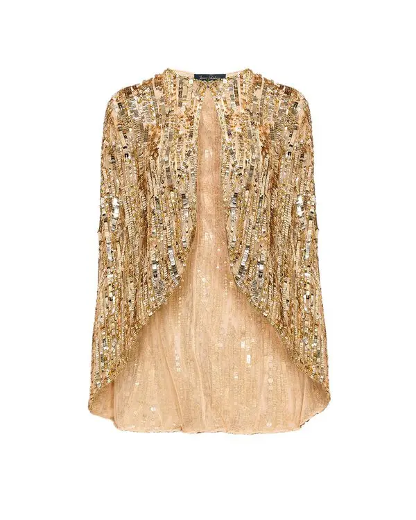 Jenny Packham Embellished Sequined Cape And Maxi Dress - Illusion