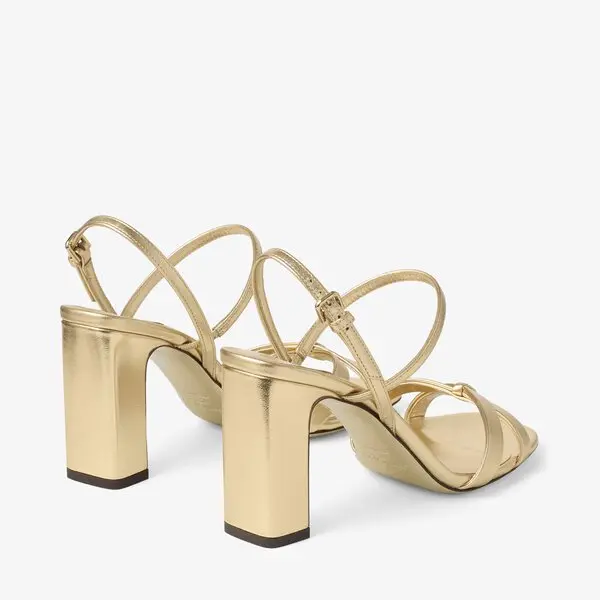 JIMMY CHOO Elsy 85 Metallic Nappa Leather Sandals - Silver